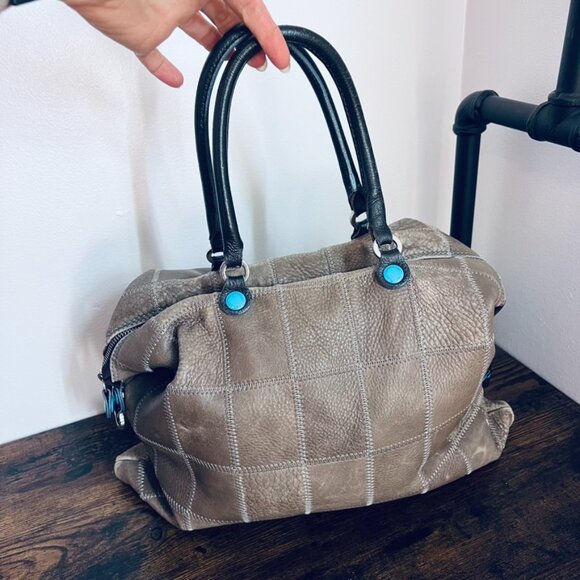Gabs | Bags | Taupe Leather And Turquoise Convertible Gabs Tote | Poshmark